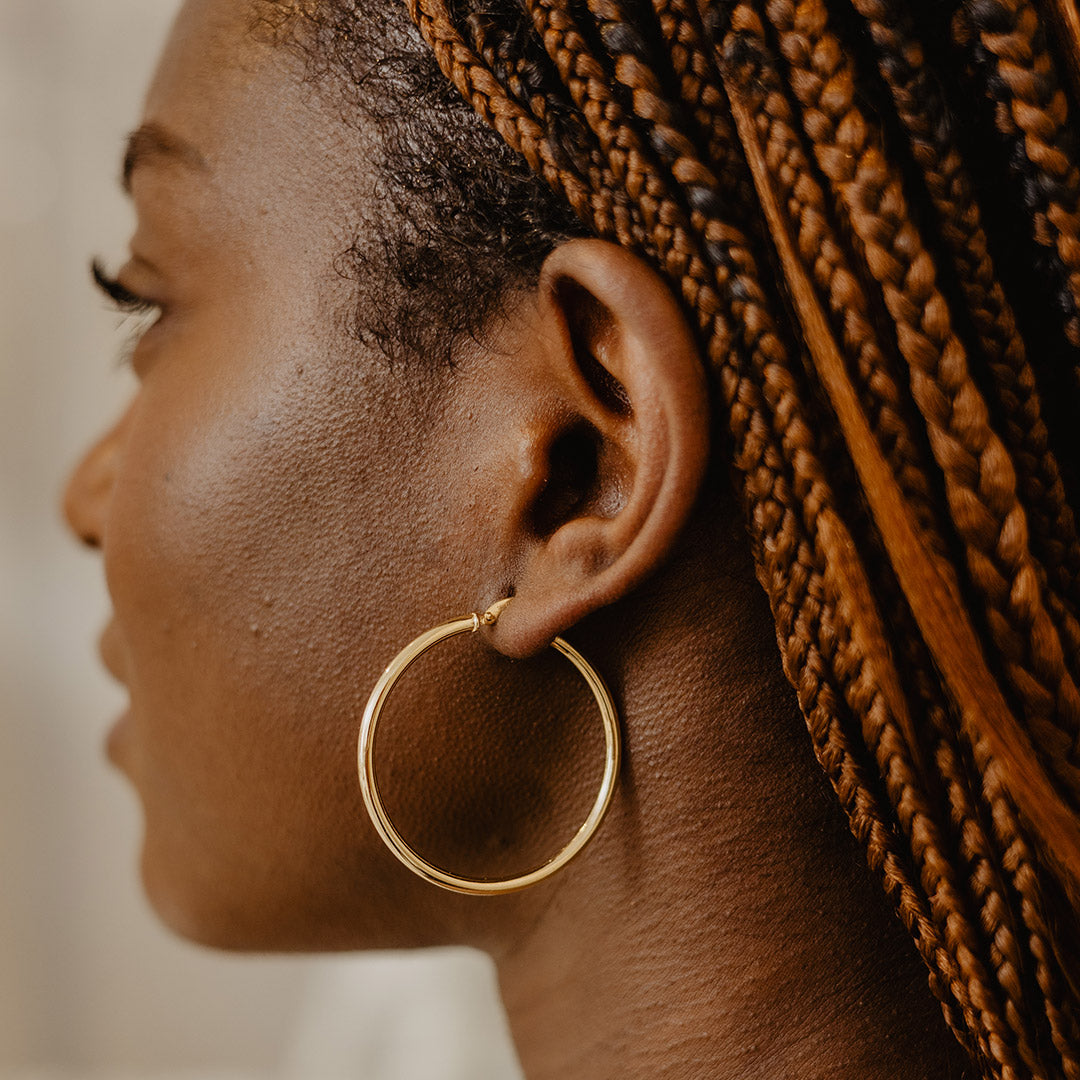 Solid Gold Tube Hoops 40mm | Earrings For Women | Kemmi - KEMMI Collection